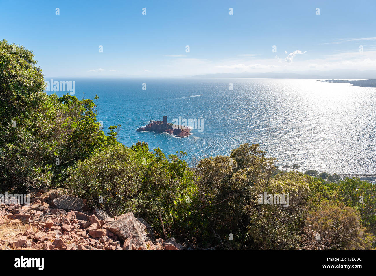 Landscape at Cap du Dramont with Ile d'Or island, Saint-Raphael, Var ...