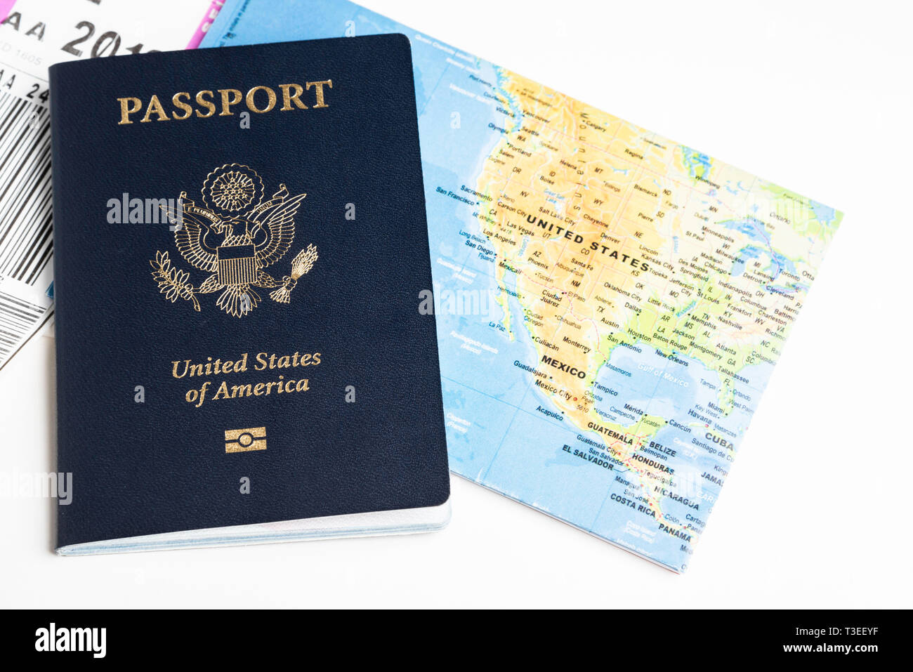 The iconic dark blue hard cover with gold stamp of the American ...