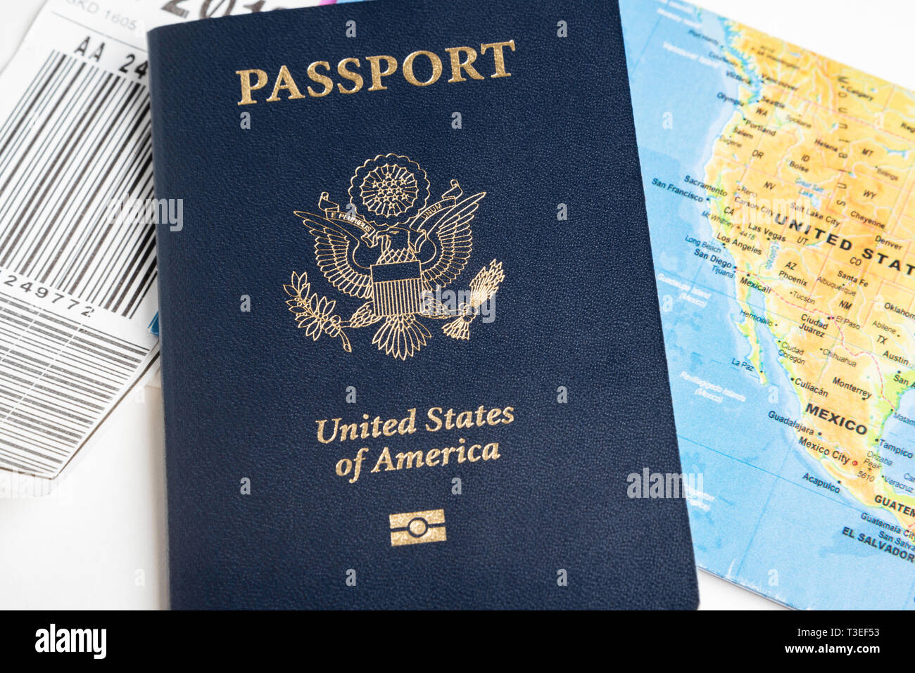 The iconic dark blue hard cover with gold stamp of the American ...