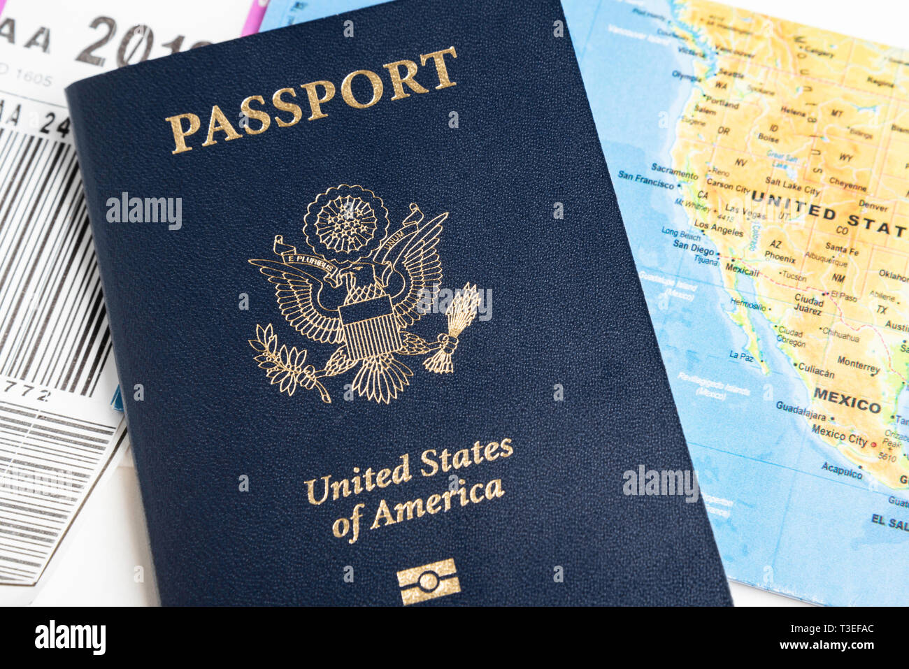 The iconic dark blue hard cover with gold stamp of the American ...