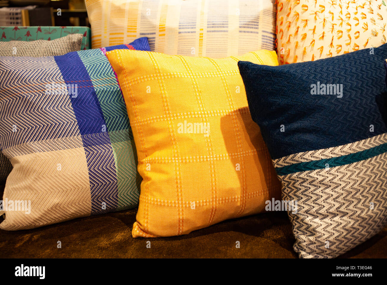 colorful pillows - interior design Stock Photo - Alamy
