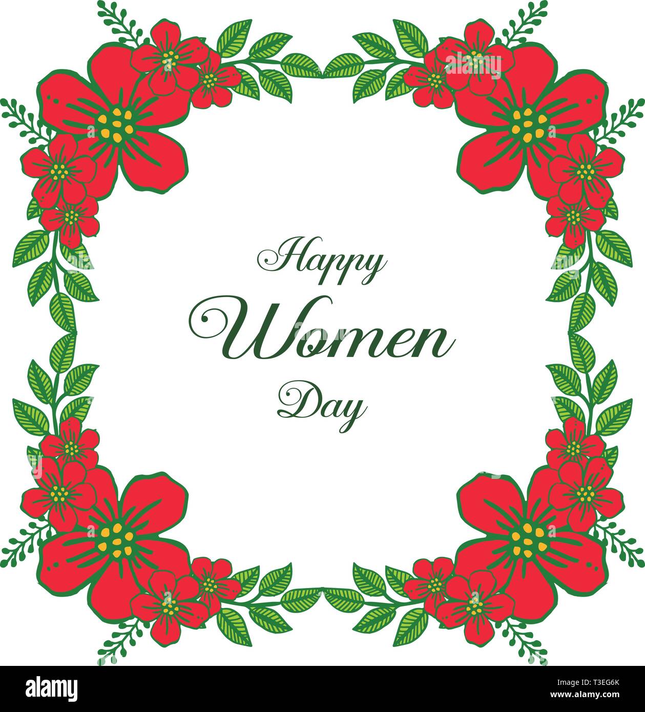 Vector illustration template happy women day for red flower frames ...