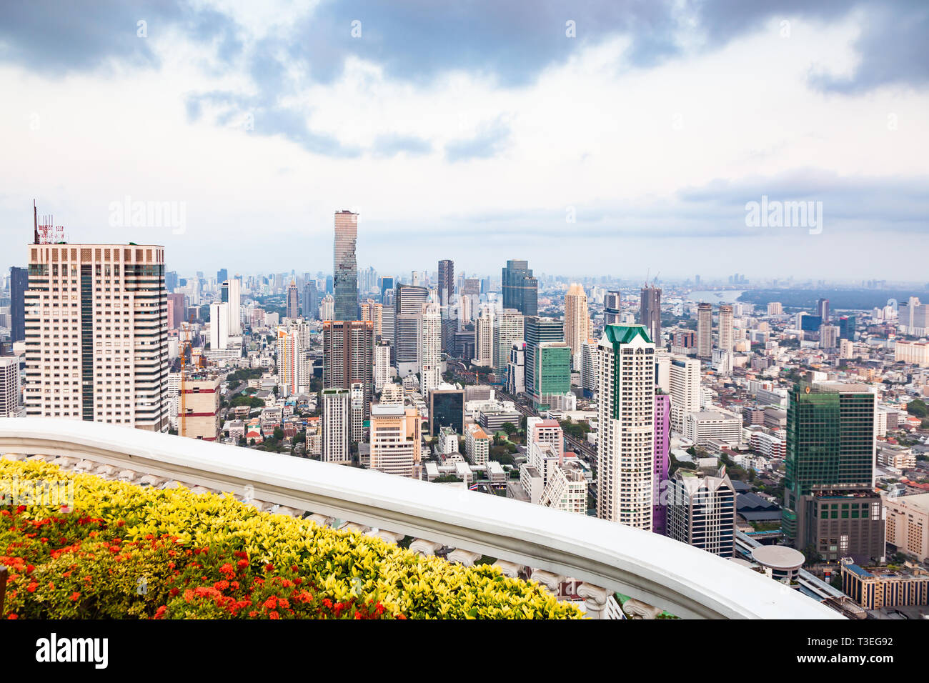 aerial view of Bangkok City skyscrapers with King Power MahaNakhon ...