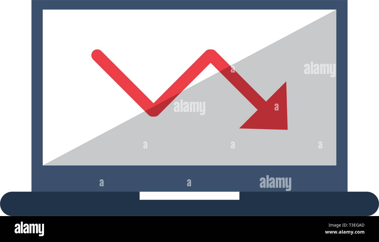 Laptop with decrease statistics arrow symbol Stock Vector Image & Art ...