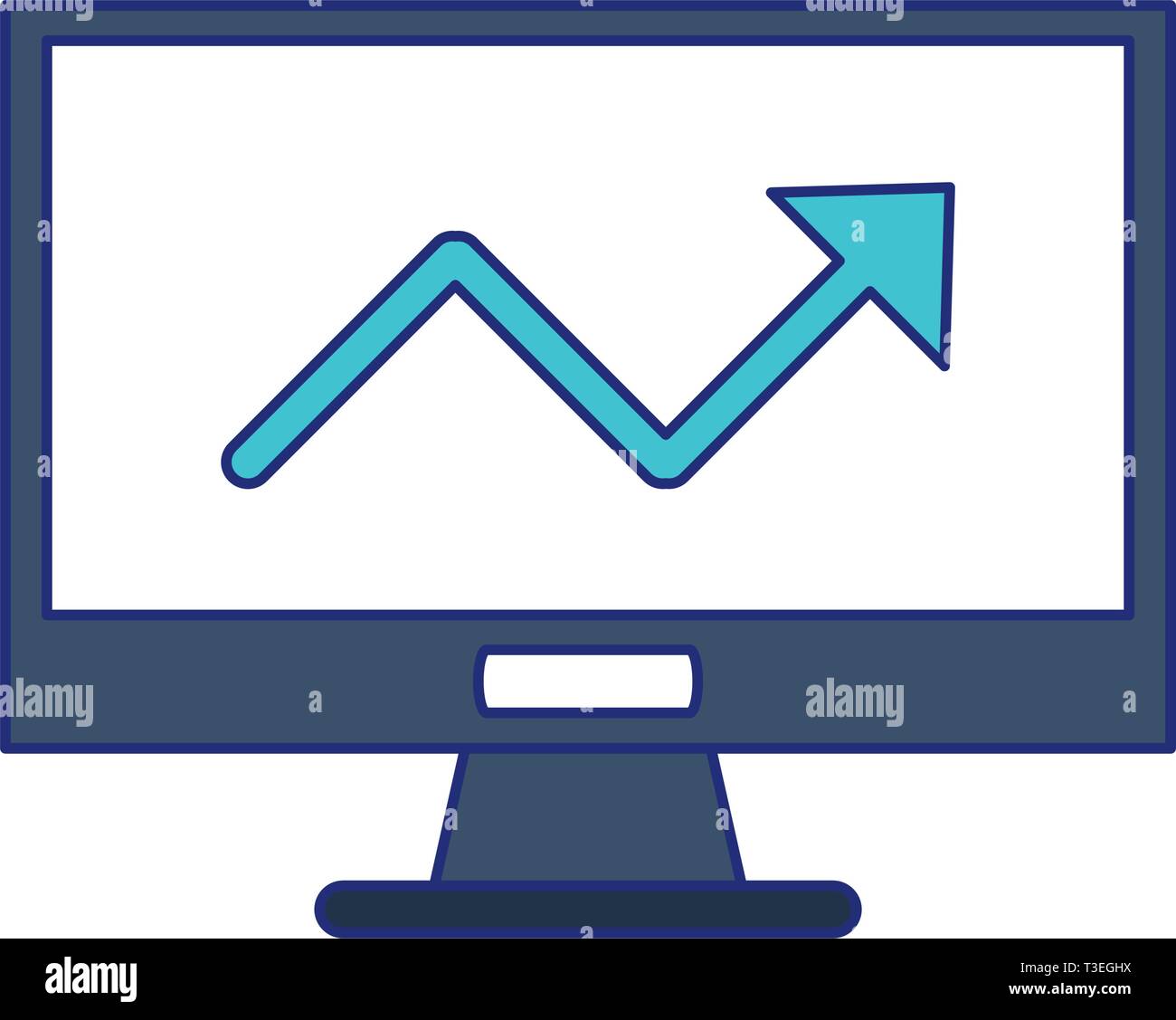 Computer screen with growth statistics symbol blue lines Stock Vector ...