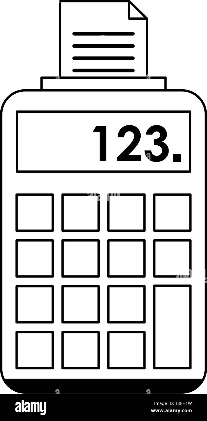 Printing calculator device symbol in black and white Stock Vector Image ...