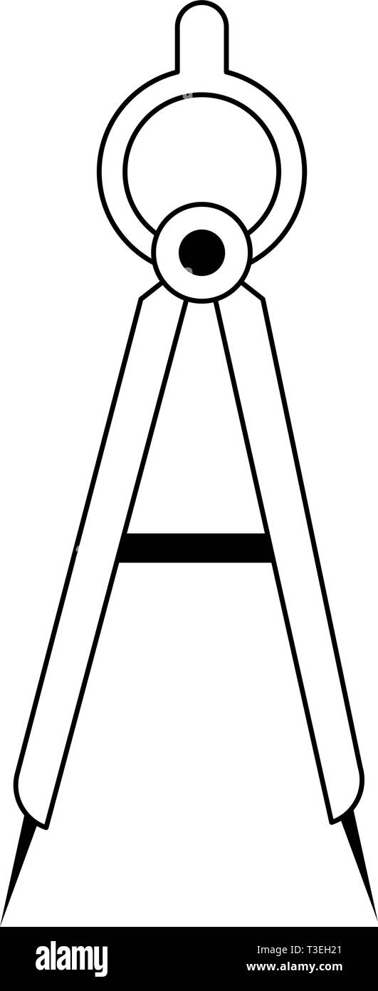 Compass geometric tool symbol in black and white Stock Vector Image ...