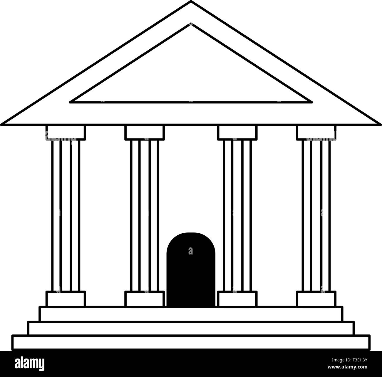 Bank building symbol isolated in black and white Stock Vector Image ...