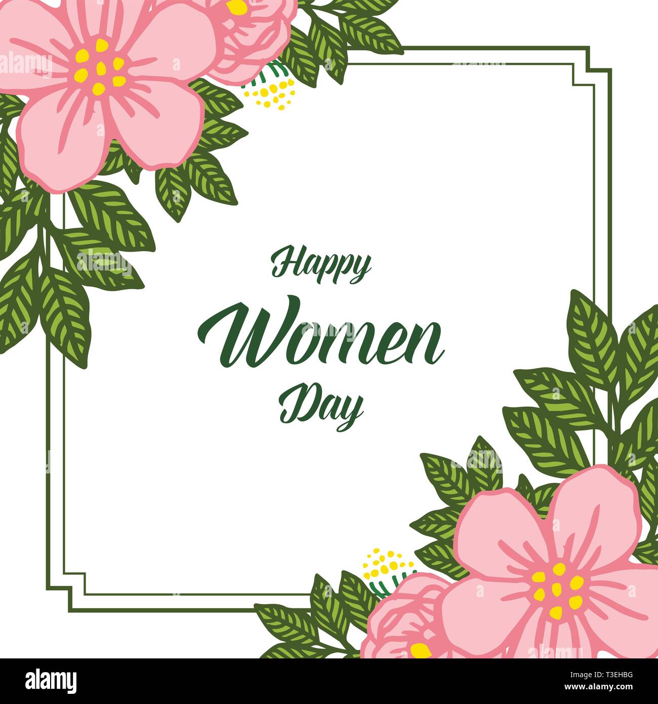 Vector illustration banner of happy women day for leaf flower frame ...