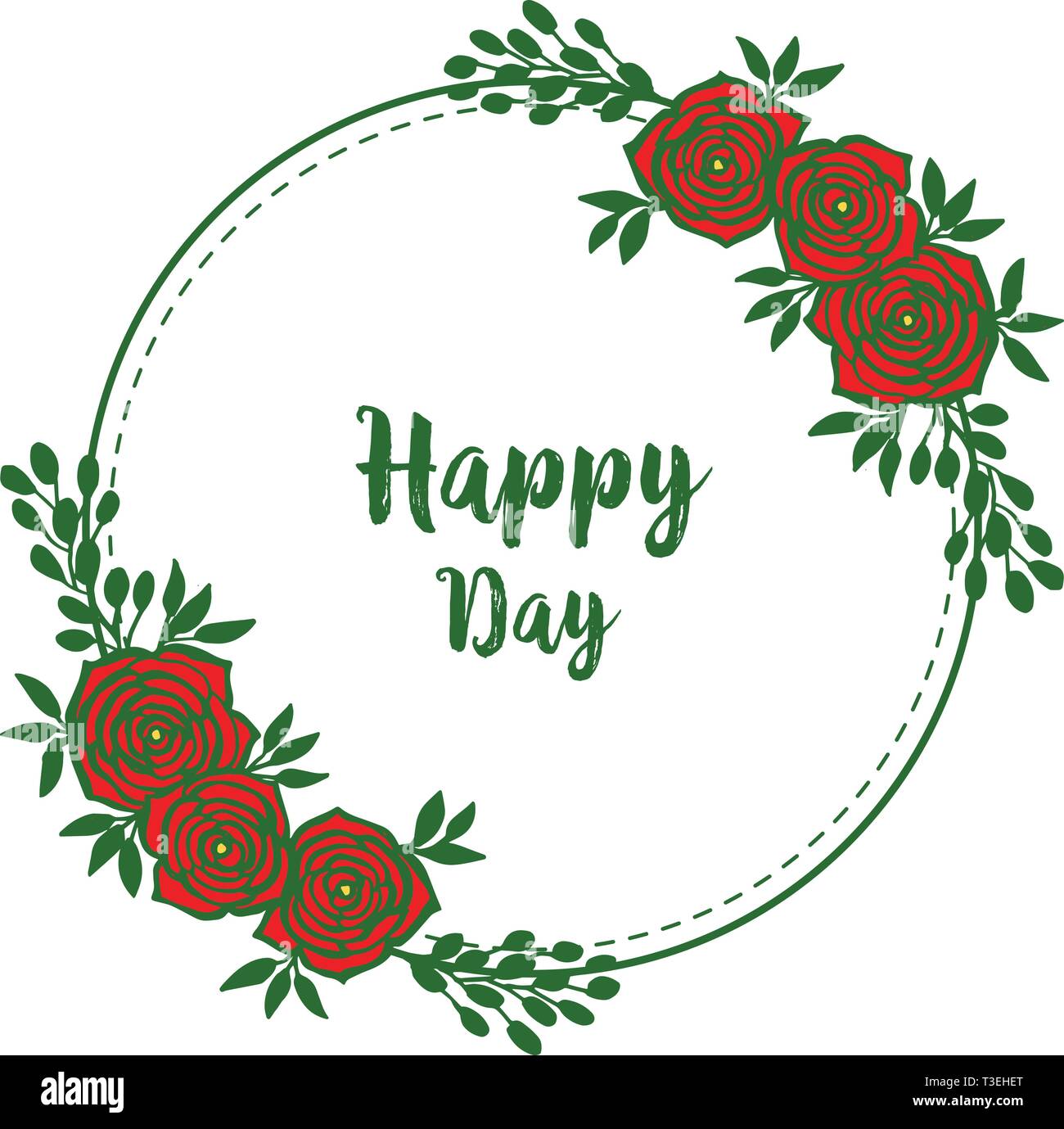 Vector illustration greeting card happy day with design beauty floral ...