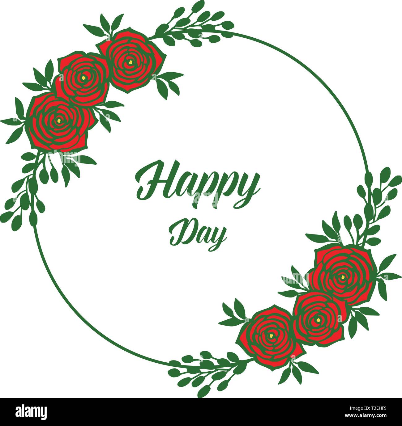 Vector illustration greeting card happy day with design beauty floral ...