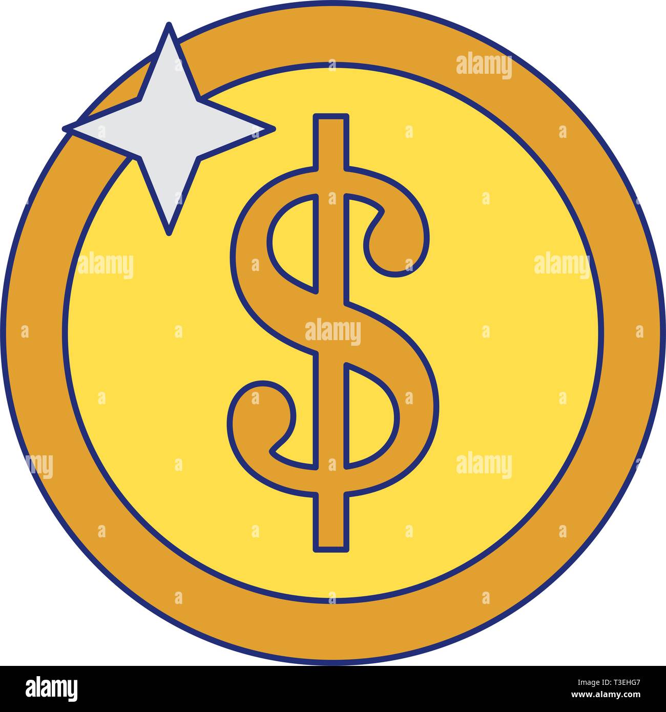 Money coin isolated symbol blue lines Stock Vector Image & Art - Alamy