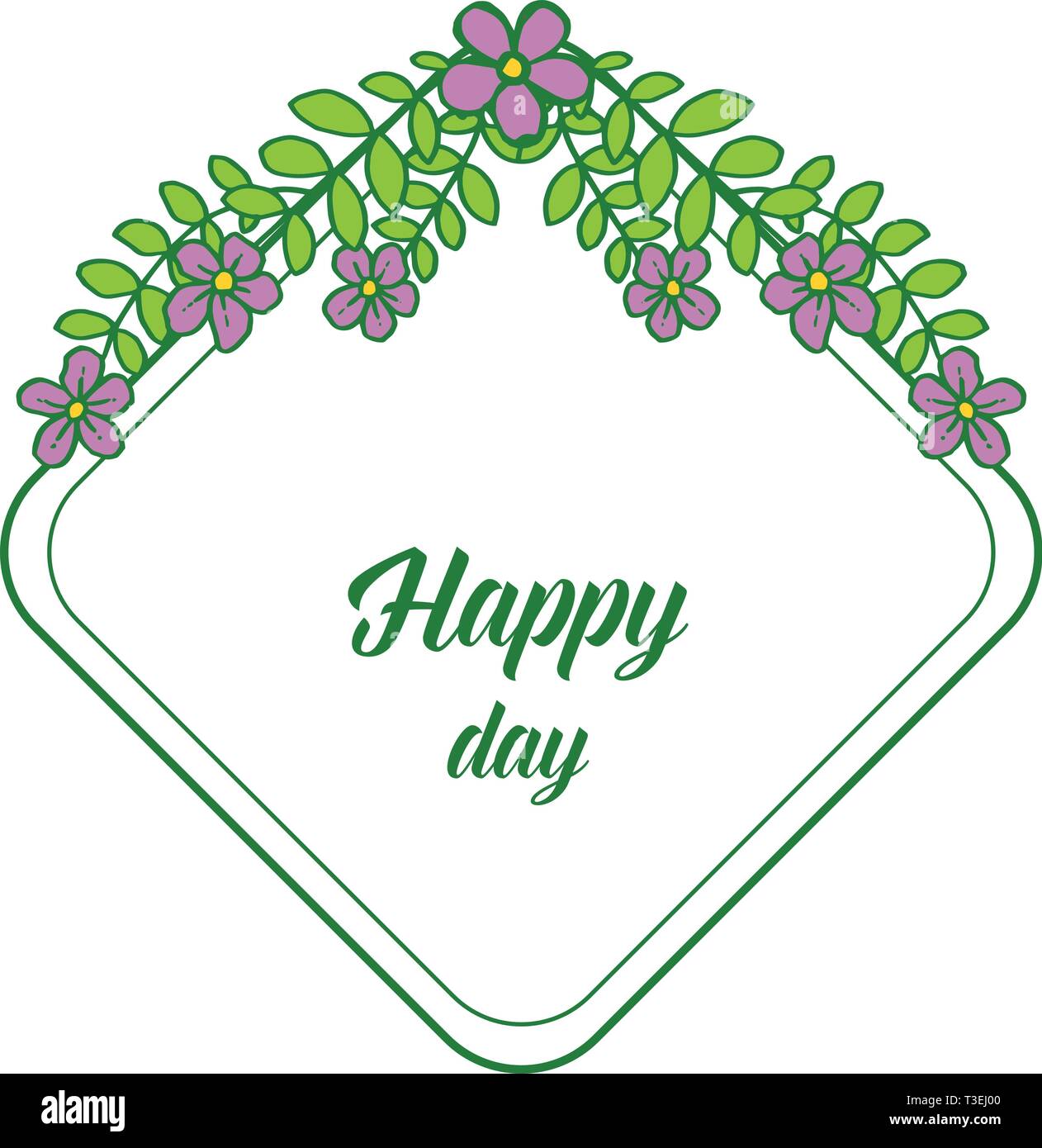 Vector illustration floral frame design for writing happy day hand ...