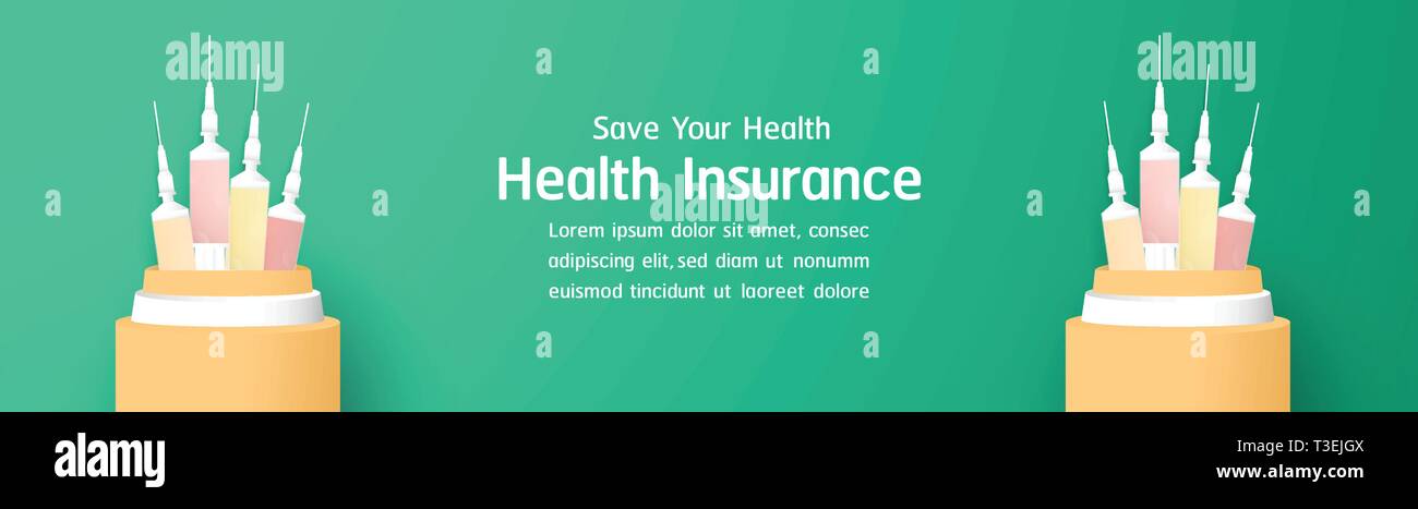 Vector illustration in concept of health insurance. Template design is ...
