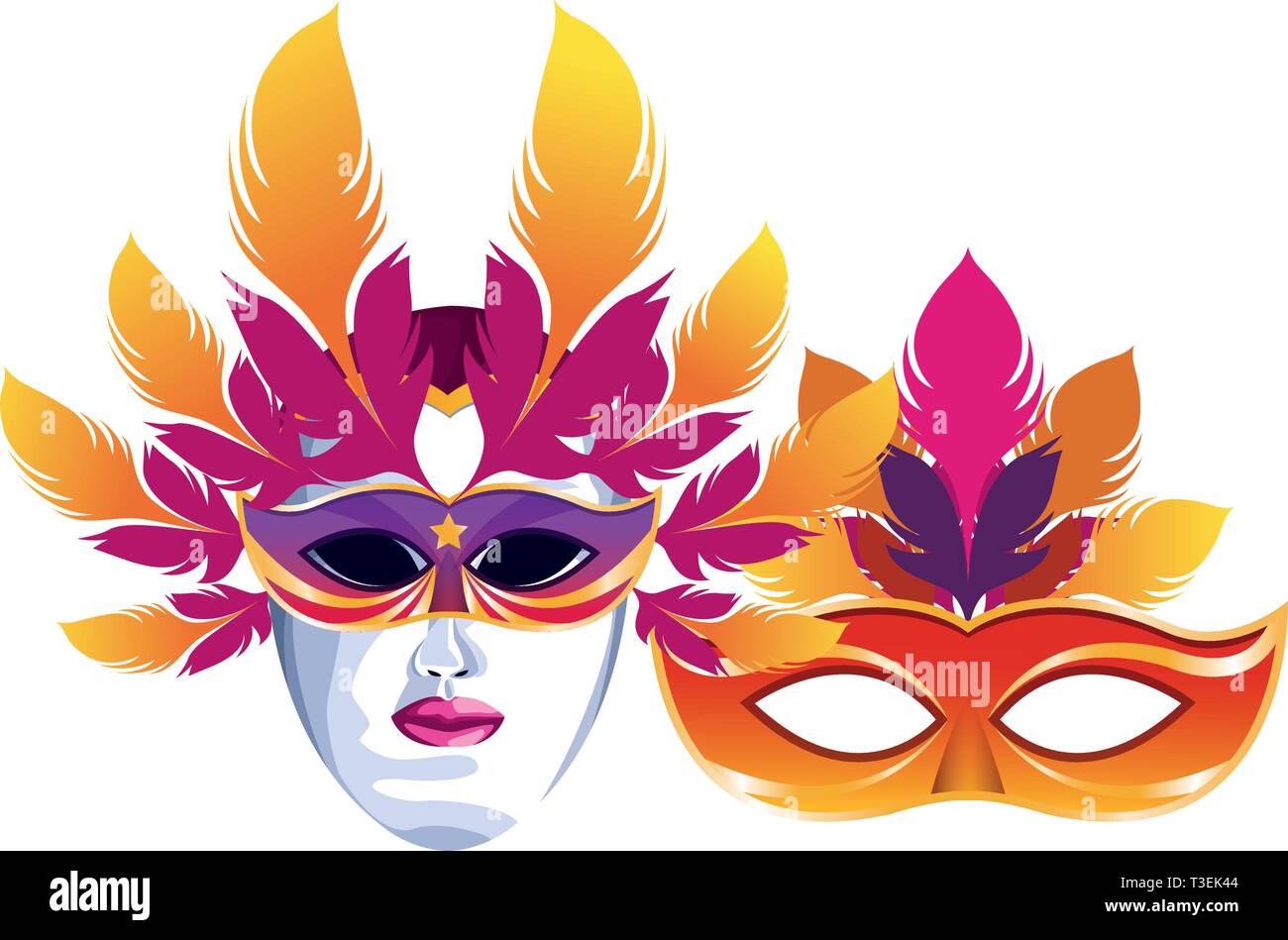 mask with feathers Stock Vector Image & Art - Alamy