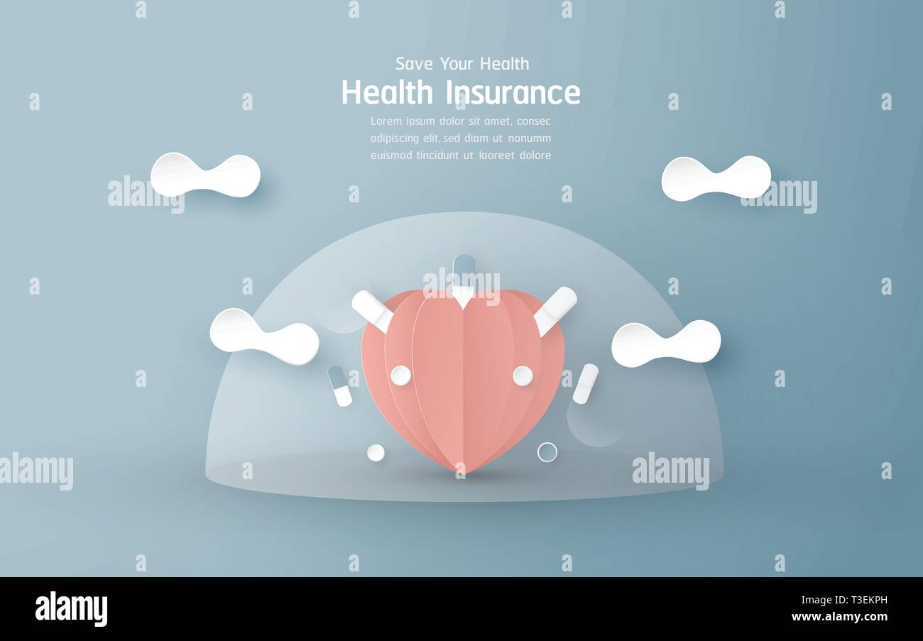 Vector illustration in concept of health insurance. Template design is ...