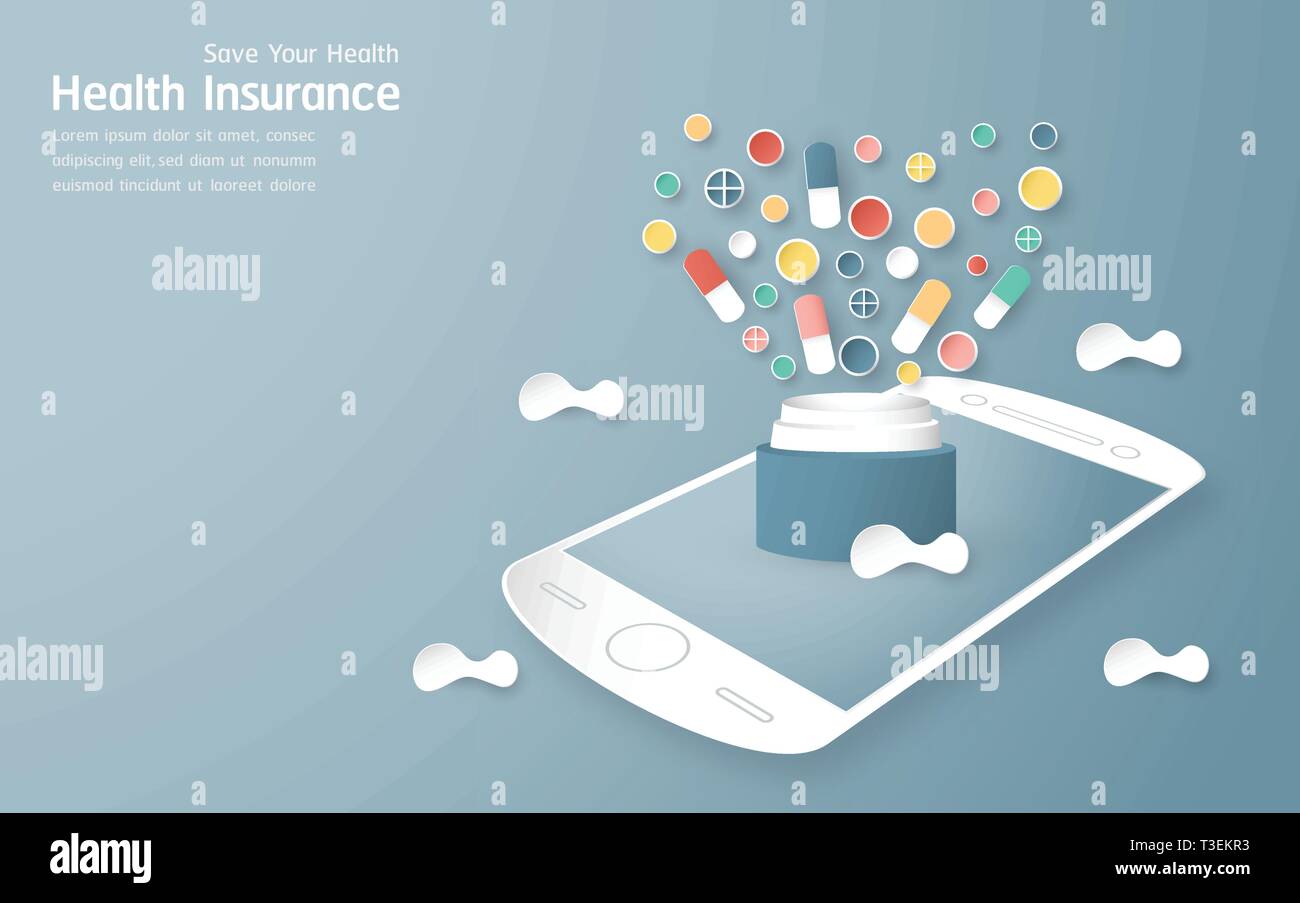 Vector illustration in concept of health insurance. Template design is ...