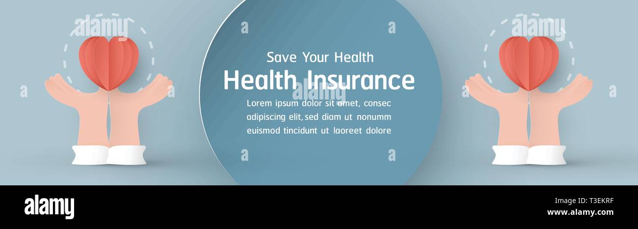 Vector illustration in concept of health insurance. Template design is ...