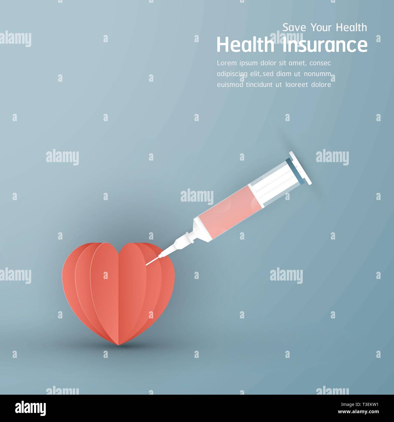 Vector illustration in concept of health insurance. Template design is ...