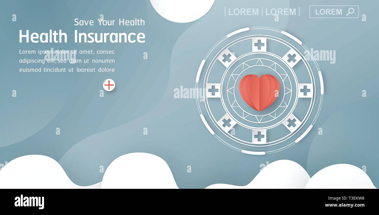 Vector illustration in concept of health insurance. Template design is ...