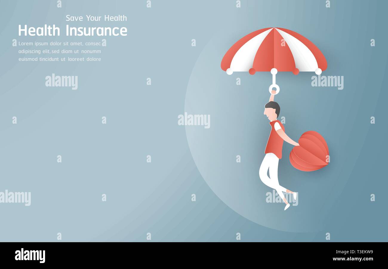 Vector illustration in concept of health insurance. Template design is ...