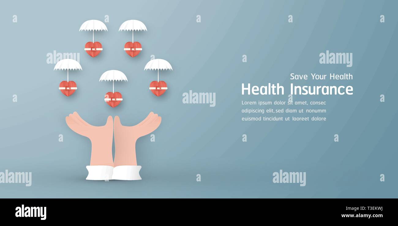 Vector illustration in concept of health insurance. Template design is ...