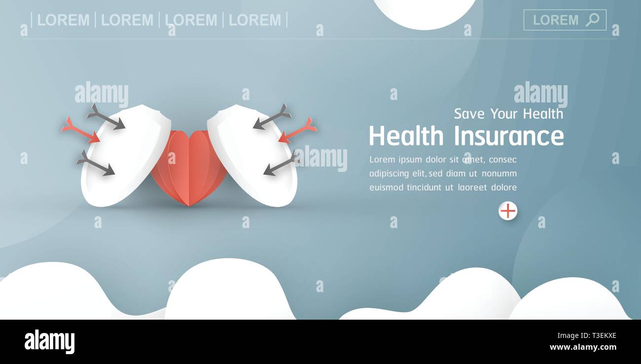 Vector illustration in concept of health insurance. Template design is ...