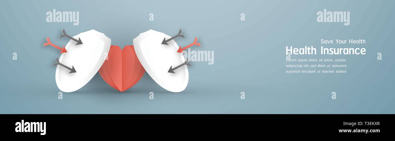 Vector illustration in concept of health insurance. Template design is ...
