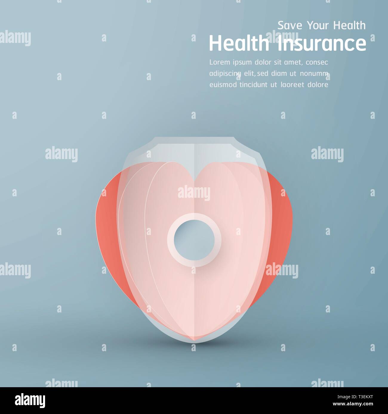 Vector illustration in concept of health insurance. Template design is ...