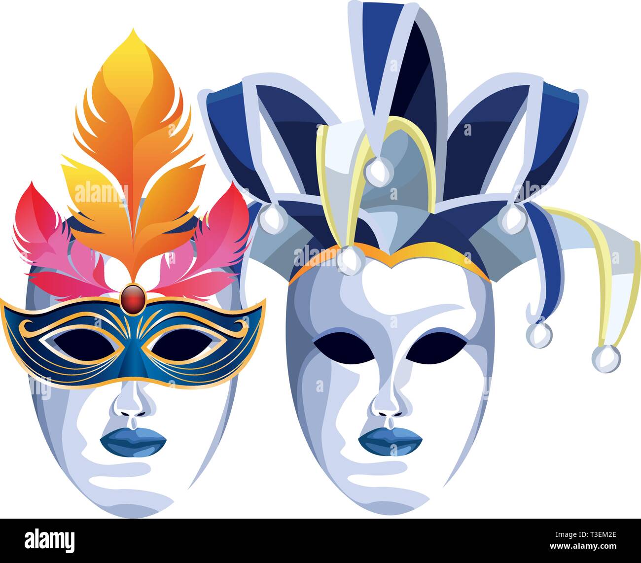 masks with feathers Stock Vector Image & Art - Alamy