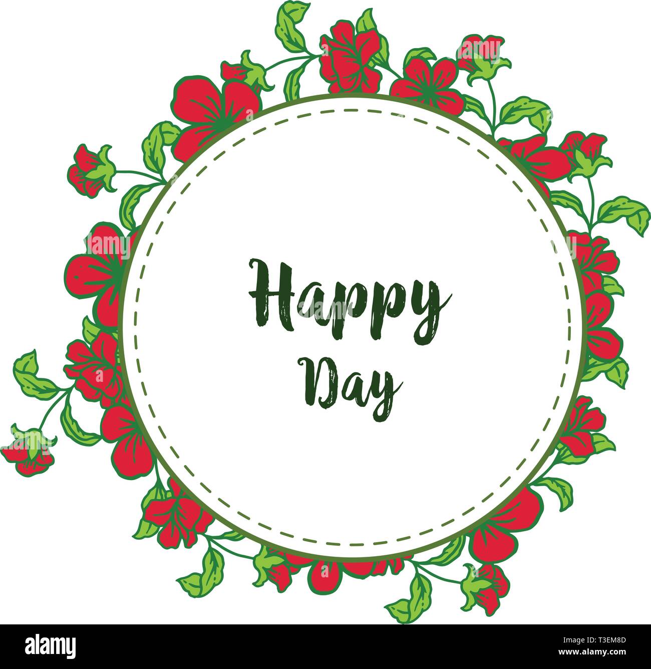 Vector illustration ornate of card happy day with blossom flower frame ...