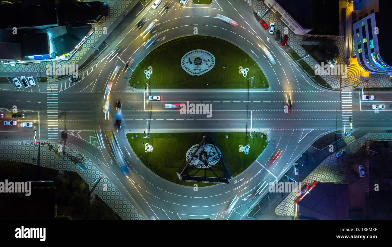 Aerial view of urban highway intersection road Stock Photo - Alamy