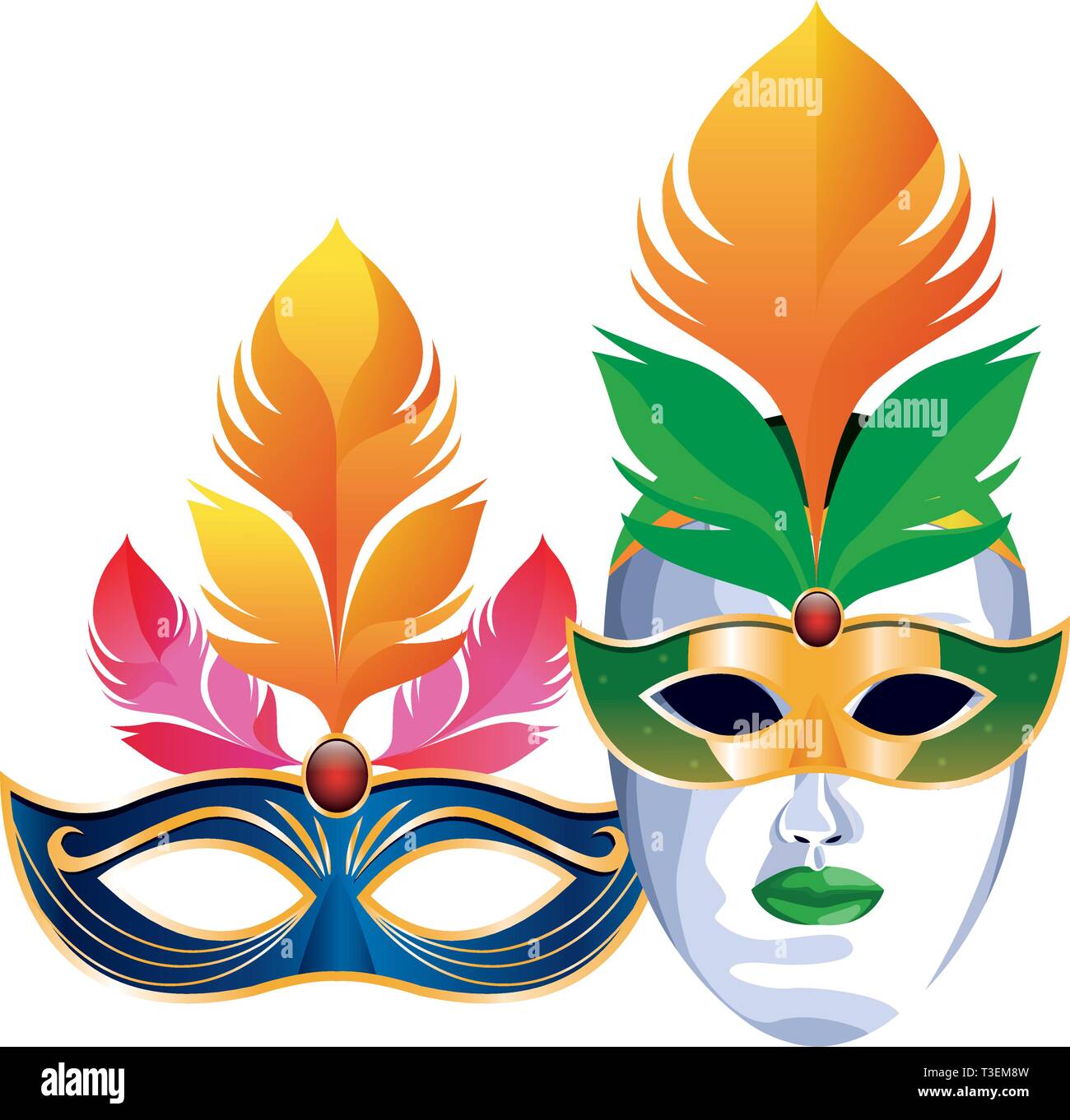 masks with feathers Stock Vector Image & Art - Alamy