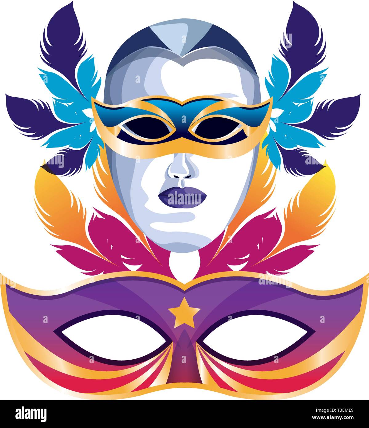 masks with feathers Stock Vector Image & Art - Alamy