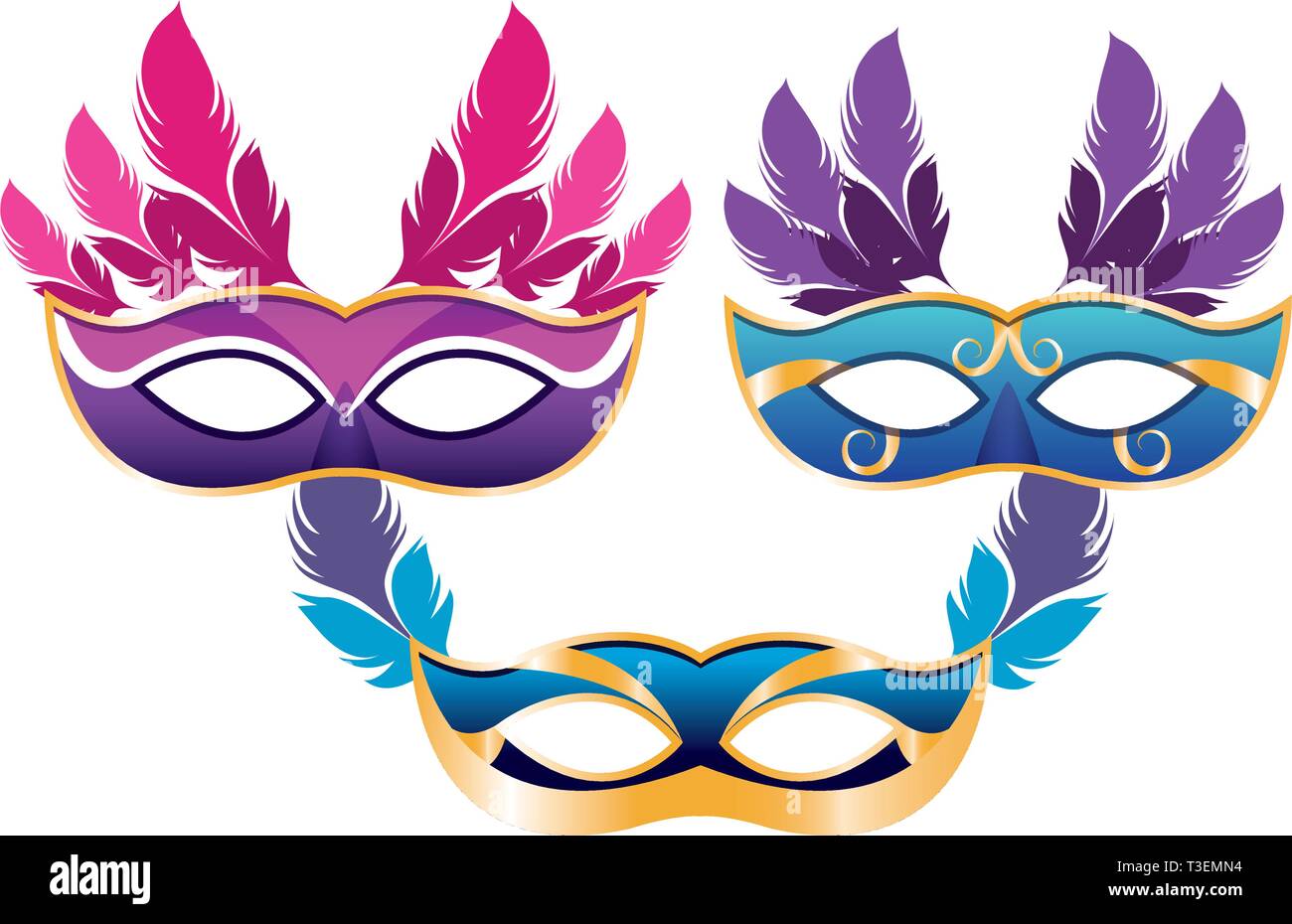set of masks with feathers Stock Vector Image & Art - Alamy