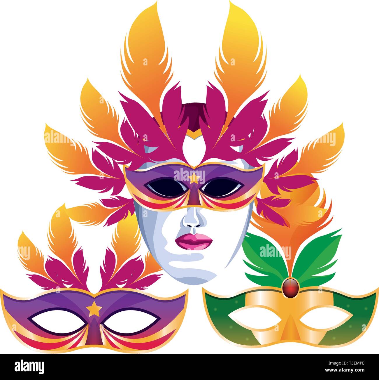 set of masks with feathers Stock Vector Image & Art - Alamy