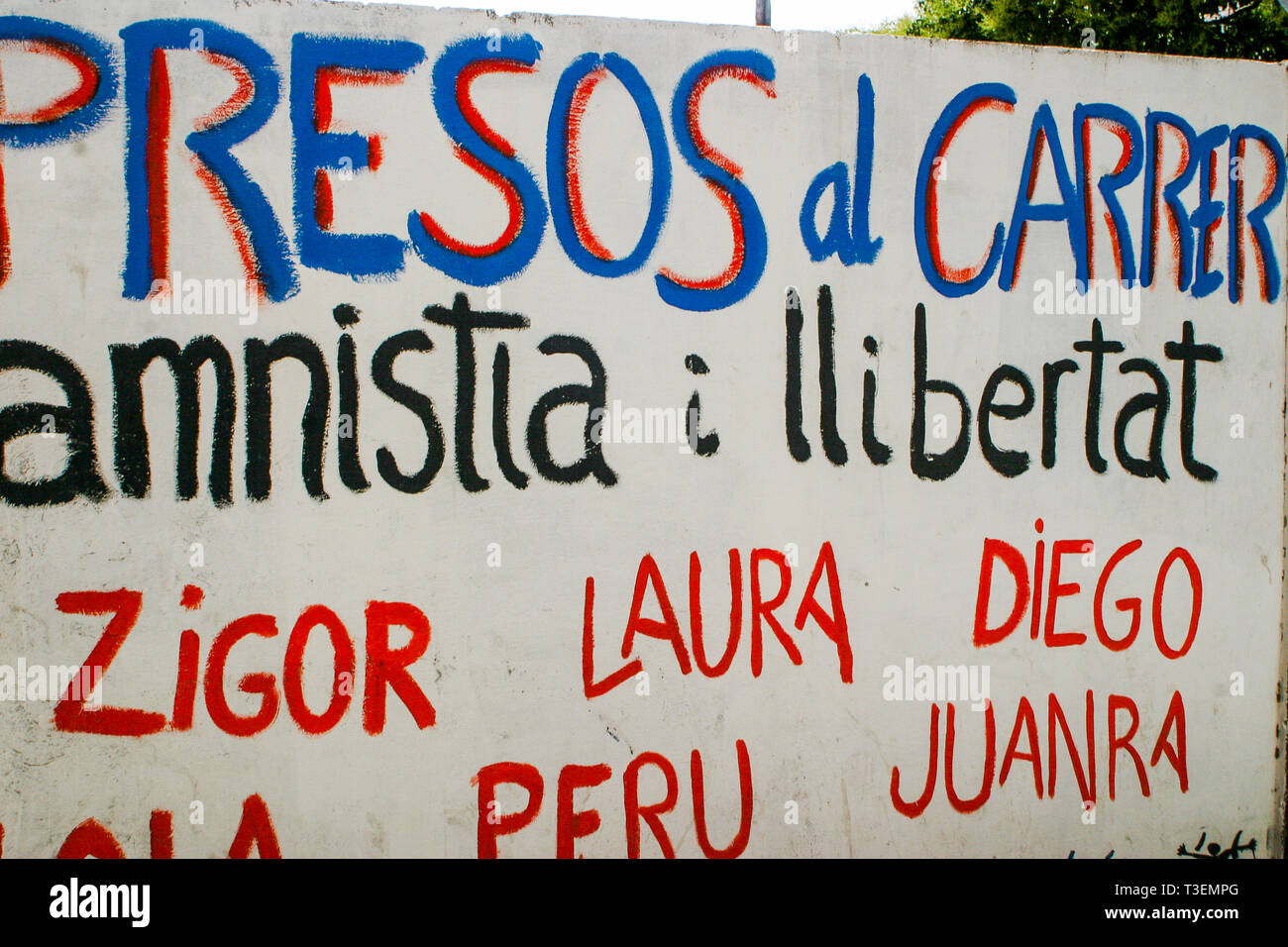 Political graffitis, Cardona, Barcelona province, Catalonia, Spain ...