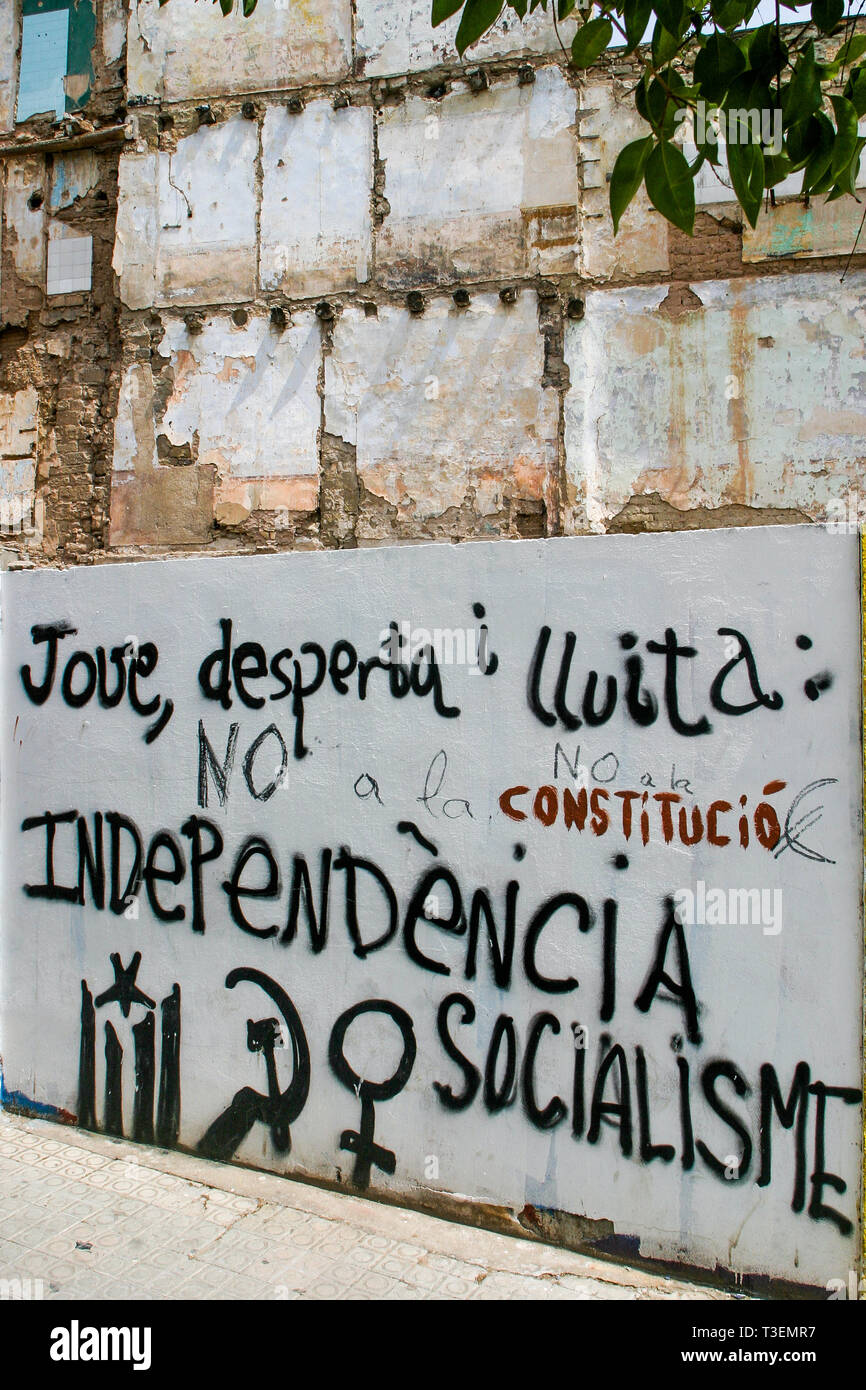 Political graffitis, Cardona, Barcelona province, Catalonia, Spain ...