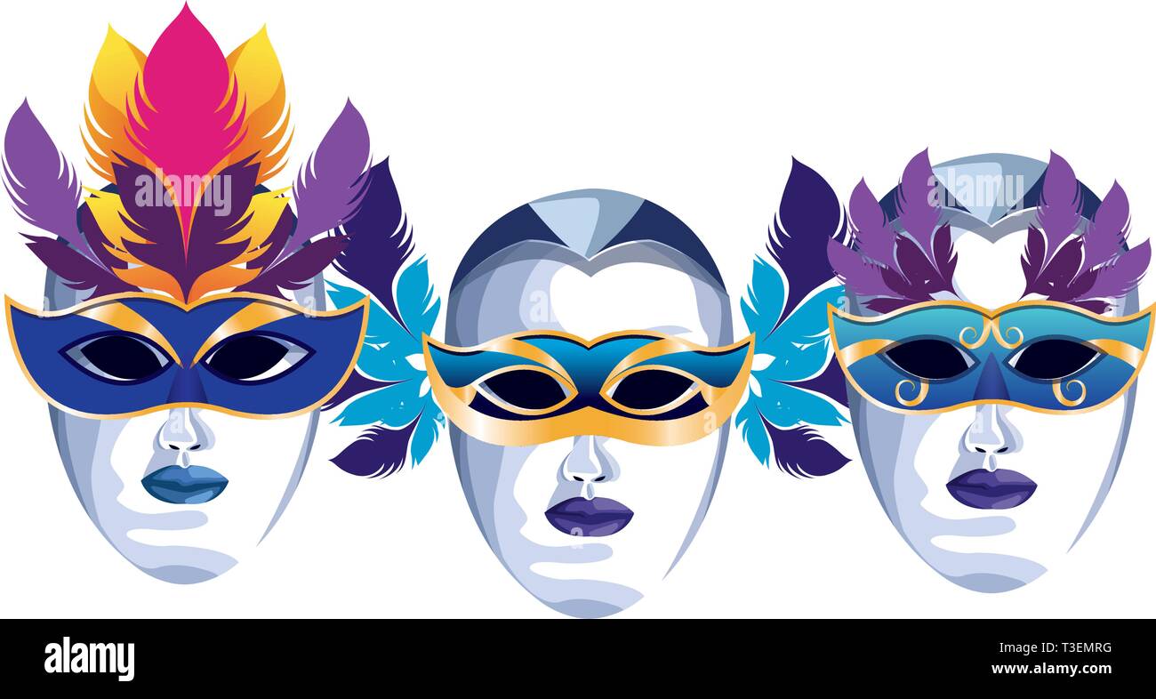 set of masks with feathers Stock Vector Image & Art - Alamy