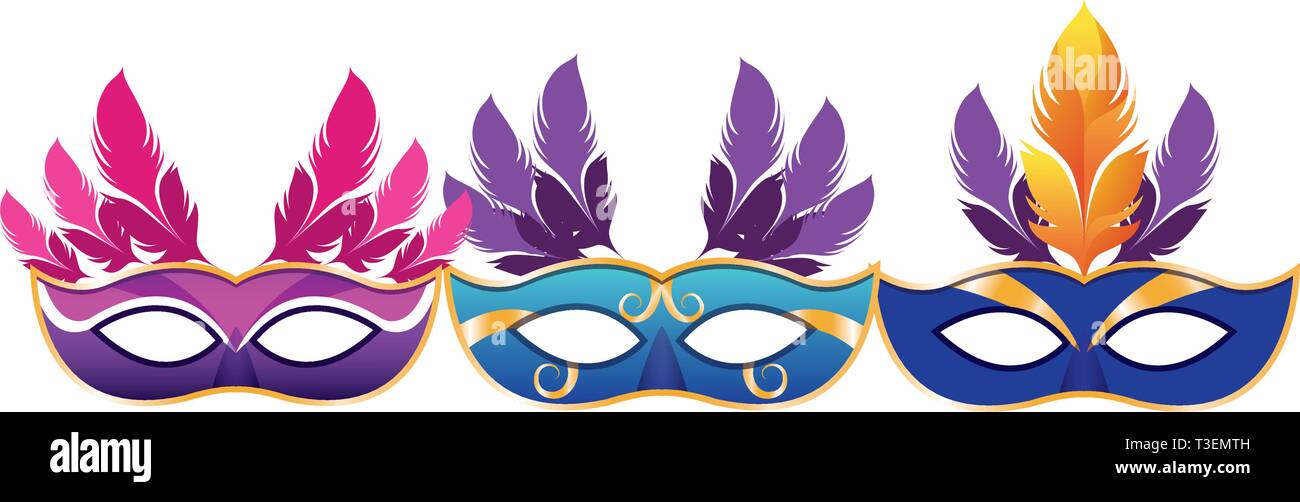 set of masks with feathers Stock Vector Image & Art - Alamy
