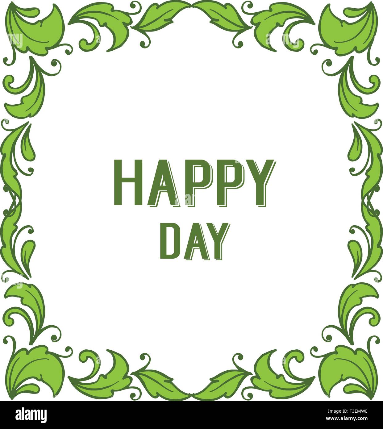 Vector illustration flower frame banner with lettering happy day hand ...