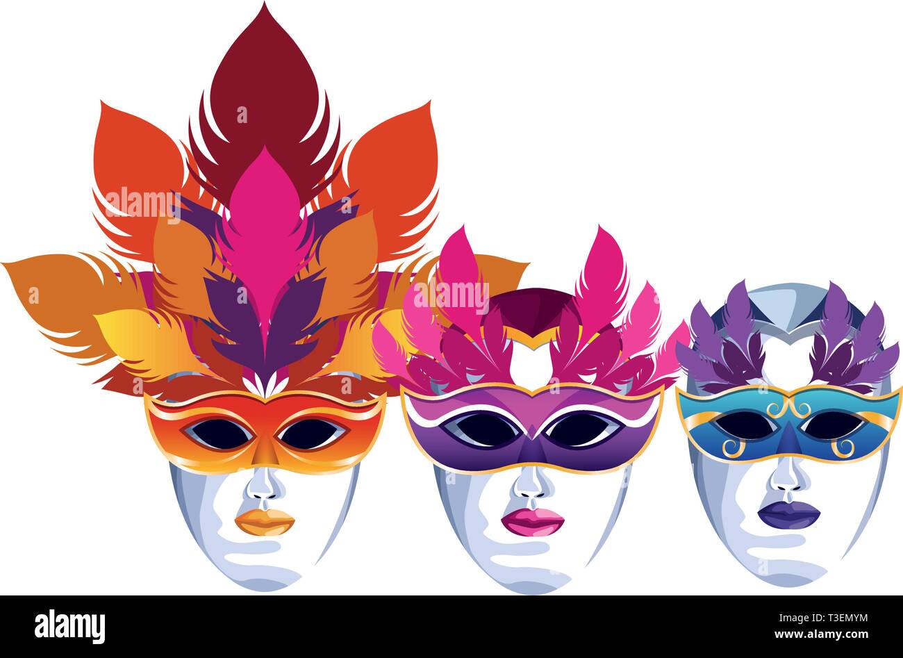 set of masks with feathers Stock Vector Image & Art - Alamy