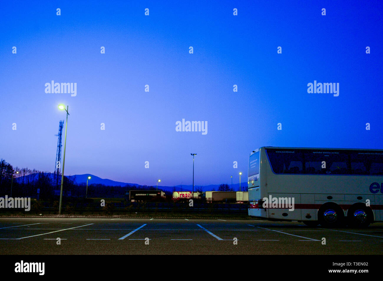 Highway rest area at dawn, Germany Stock Photo - Alamy