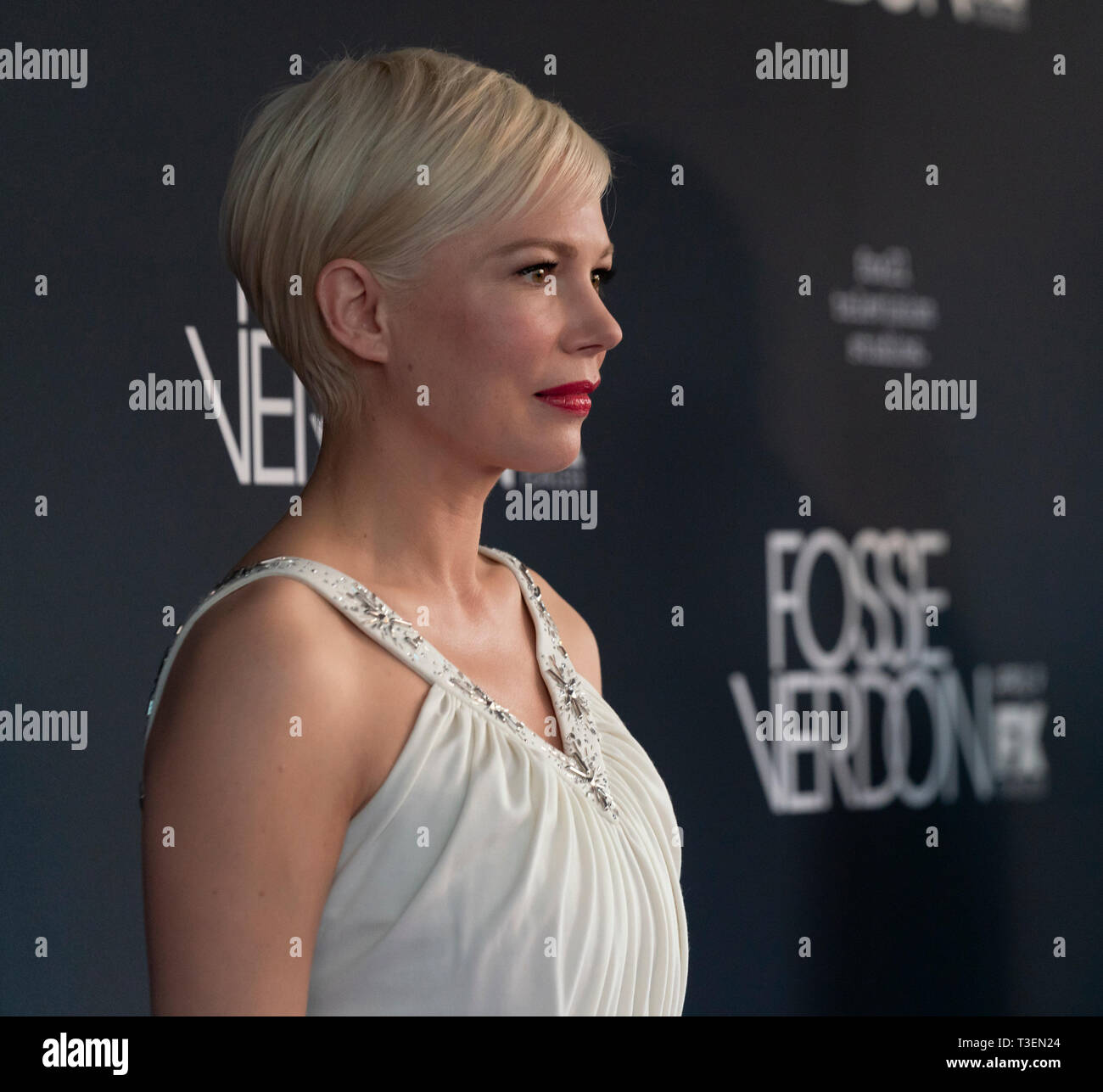 New York, NY - April 8, 2019: Michelle Williams wearing dress by Louis ...