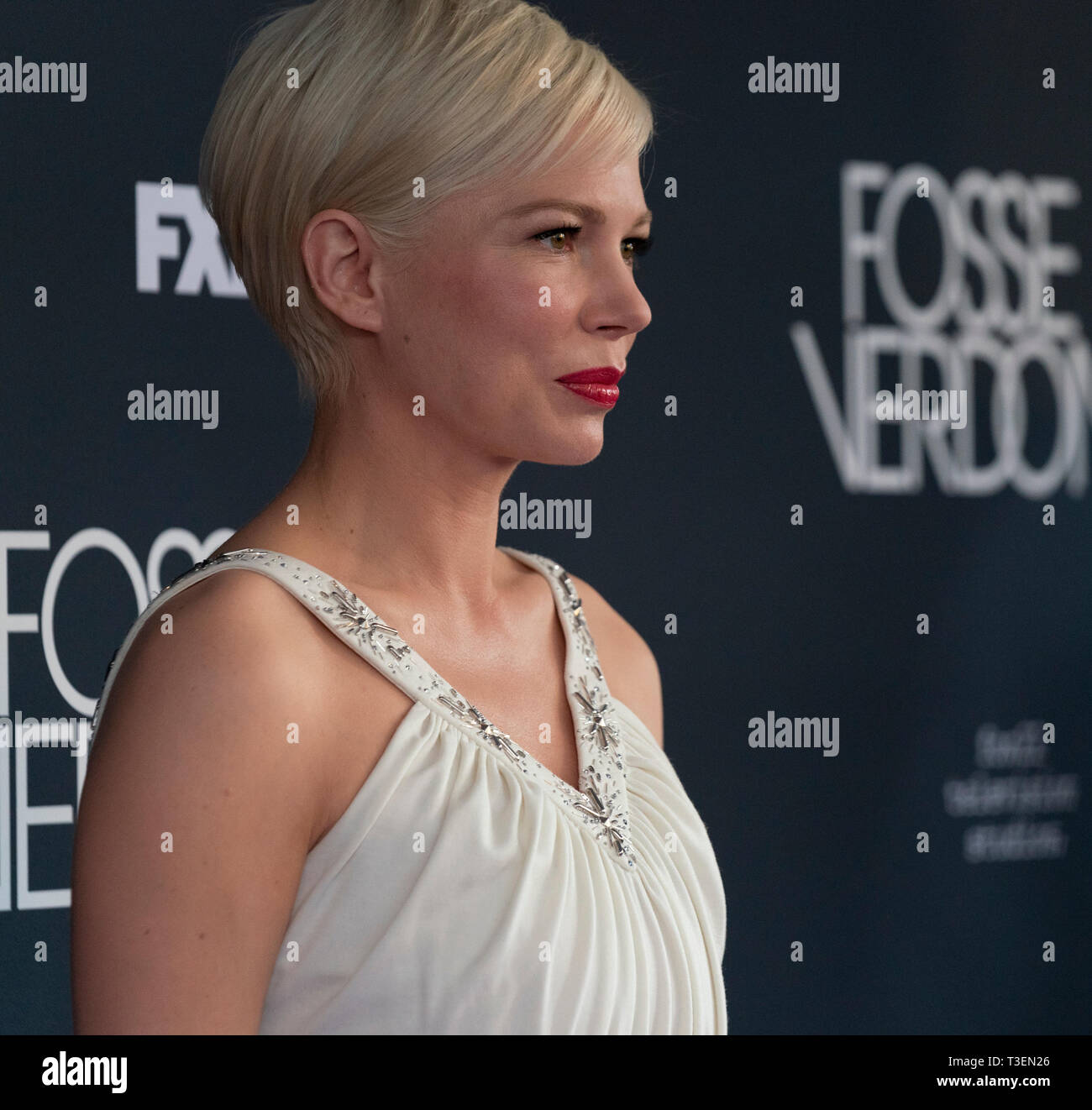 New York, NY - April 8, 2019: Michelle Williams wearing dress by Louis ...