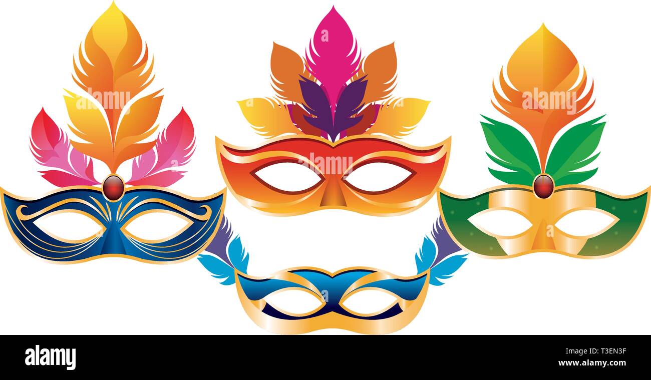 set of masks with feathers Stock Vector Image & Art - Alamy