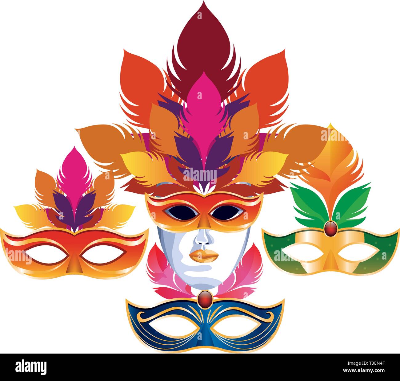 set of masks with feathers Stock Vector Image & Art - Alamy