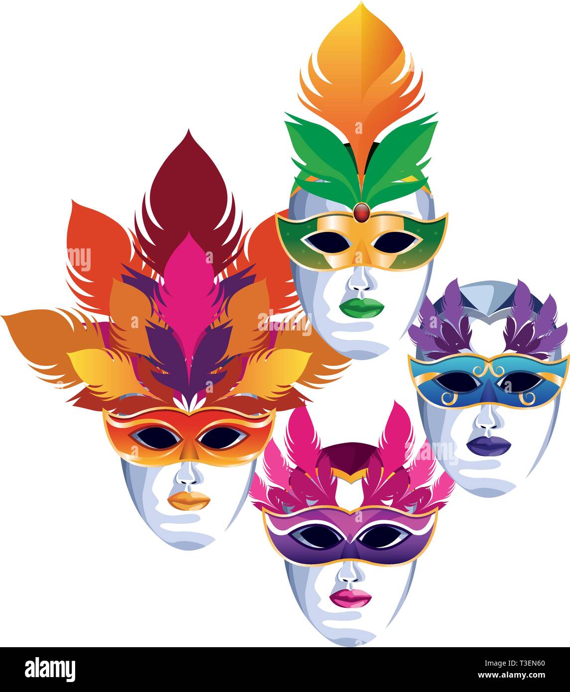 set of masks with feathers Stock Vector Image & Art - Alamy