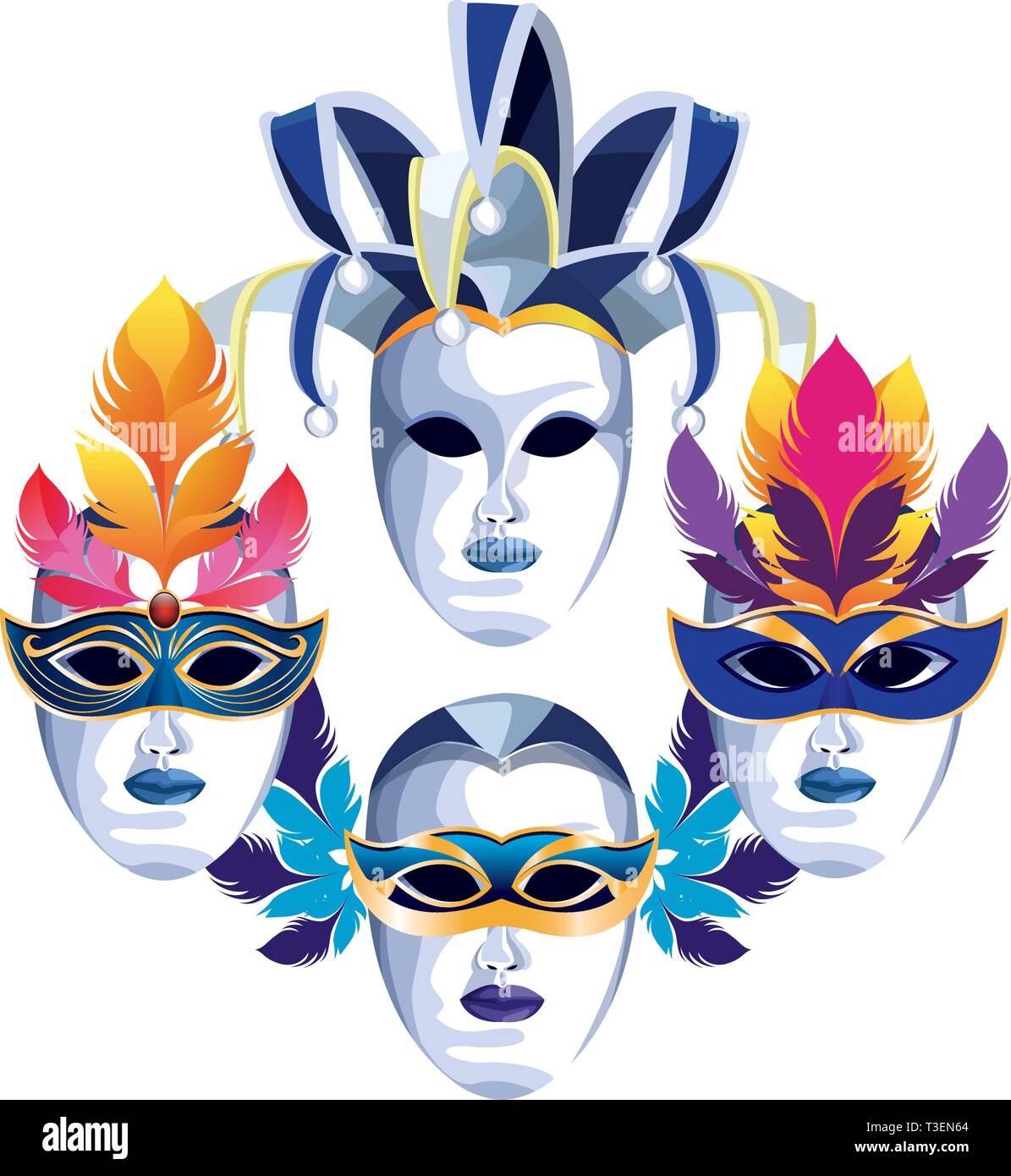 set of masks with feathers Stock Vector Image & Art - Alamy