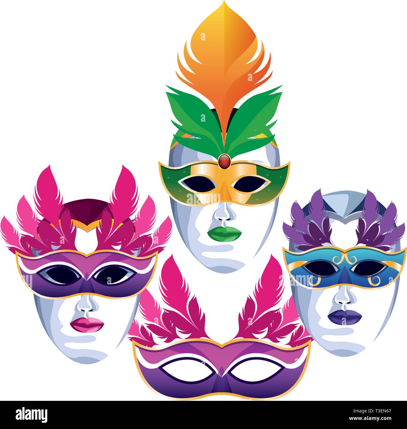 set of masks with feathers Stock Vector Image & Art - Alamy